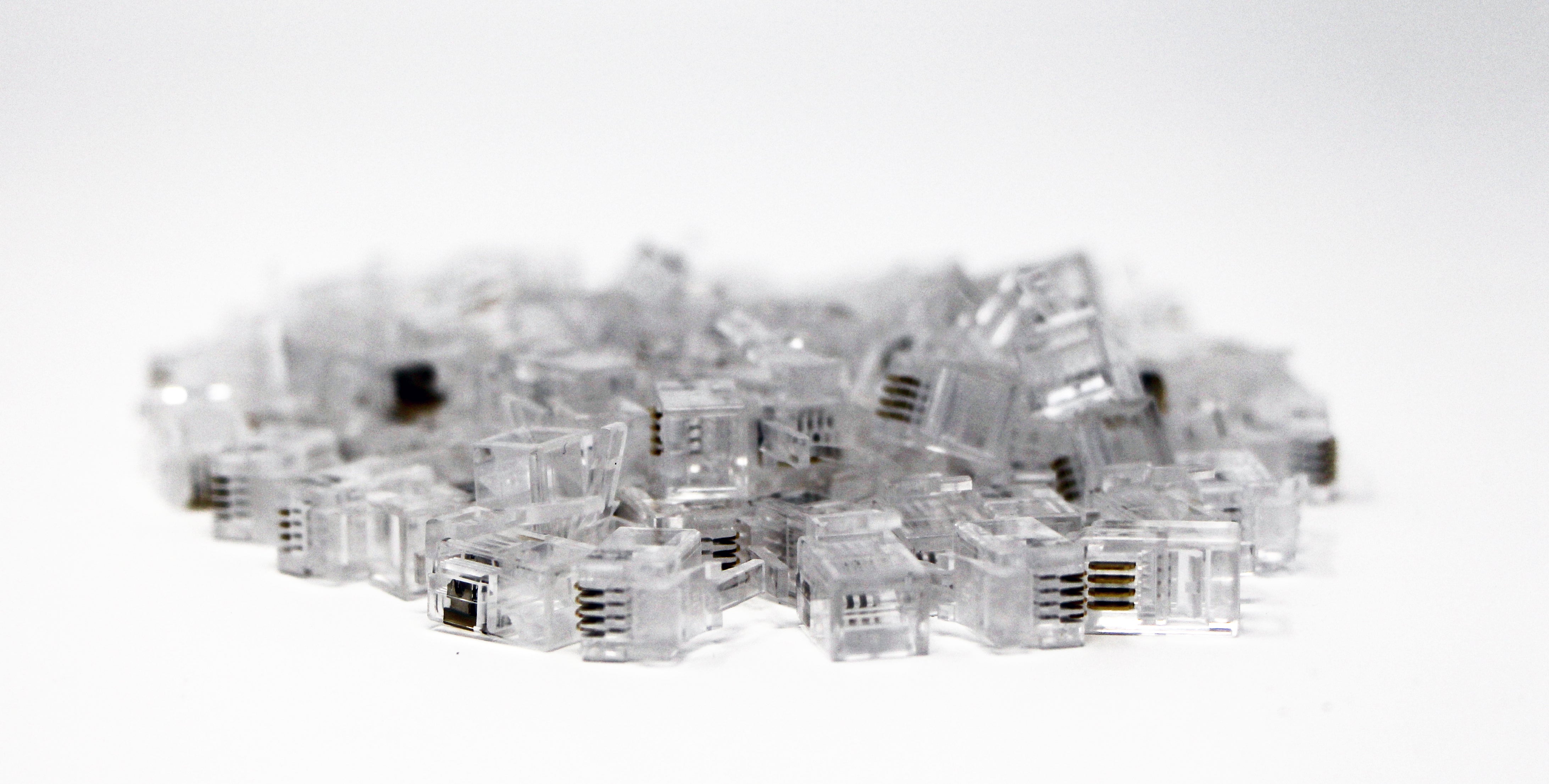 RJ9/RJ10/RJ22 Modular Headset Crimp Connector (100 Pack Per Bag) 4P4C ...