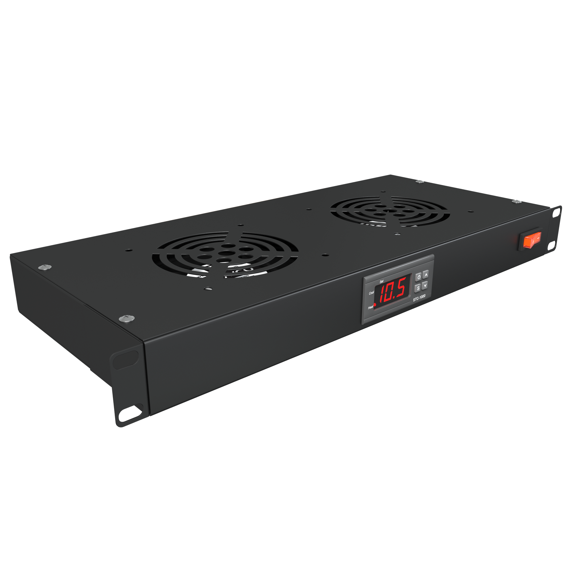 1U 19" Rack Mount 2 Fans Server Cooling System - Heat Monitor Display ...