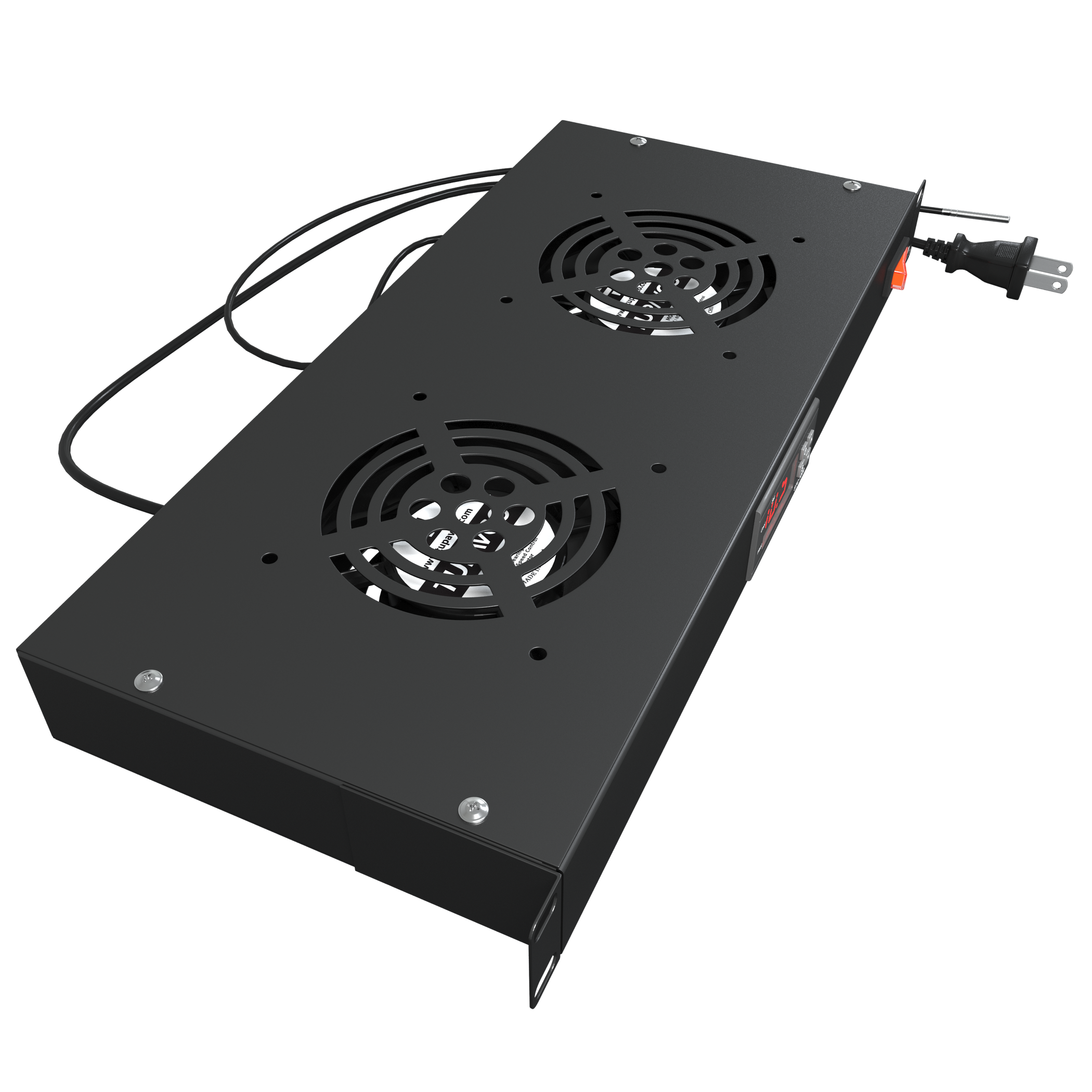 1U 19" Rack Mount 2 Fans Server Cooling System - Heat Monitor Display ...