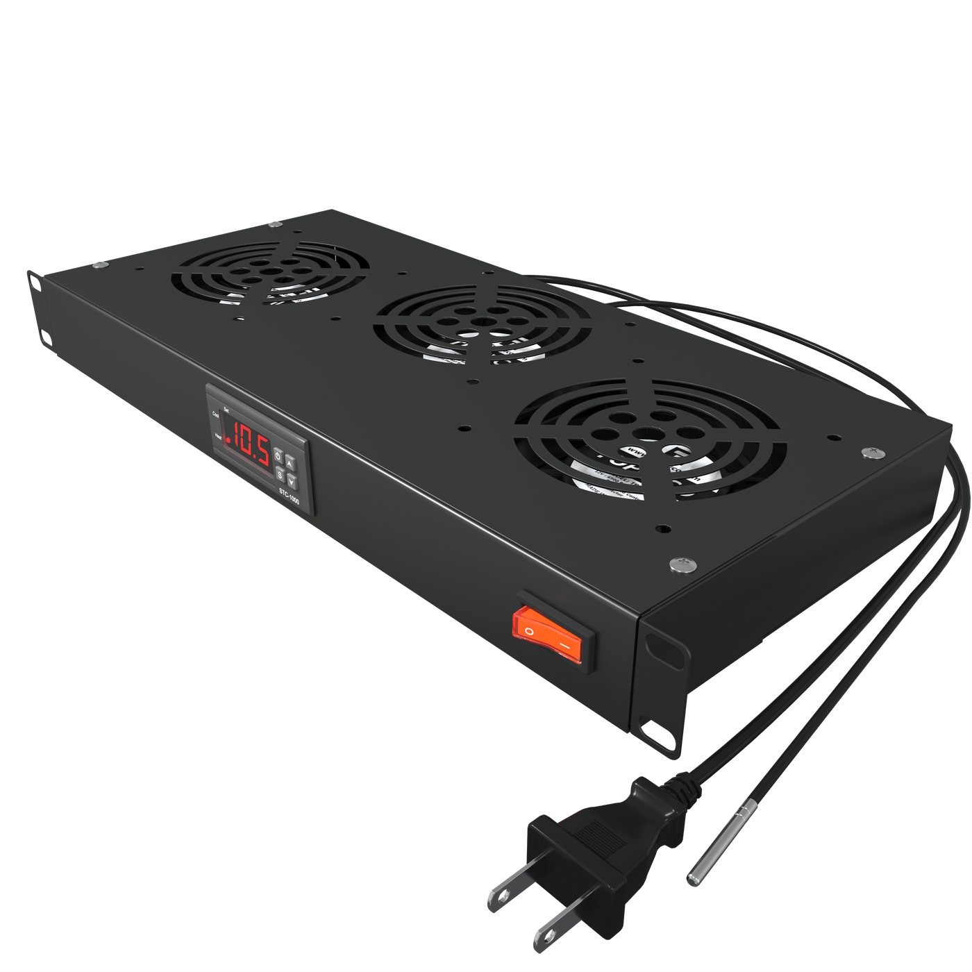 1U 19" Rack Mount 3 Fans Server Cooling System - Heat Monitor Display ...