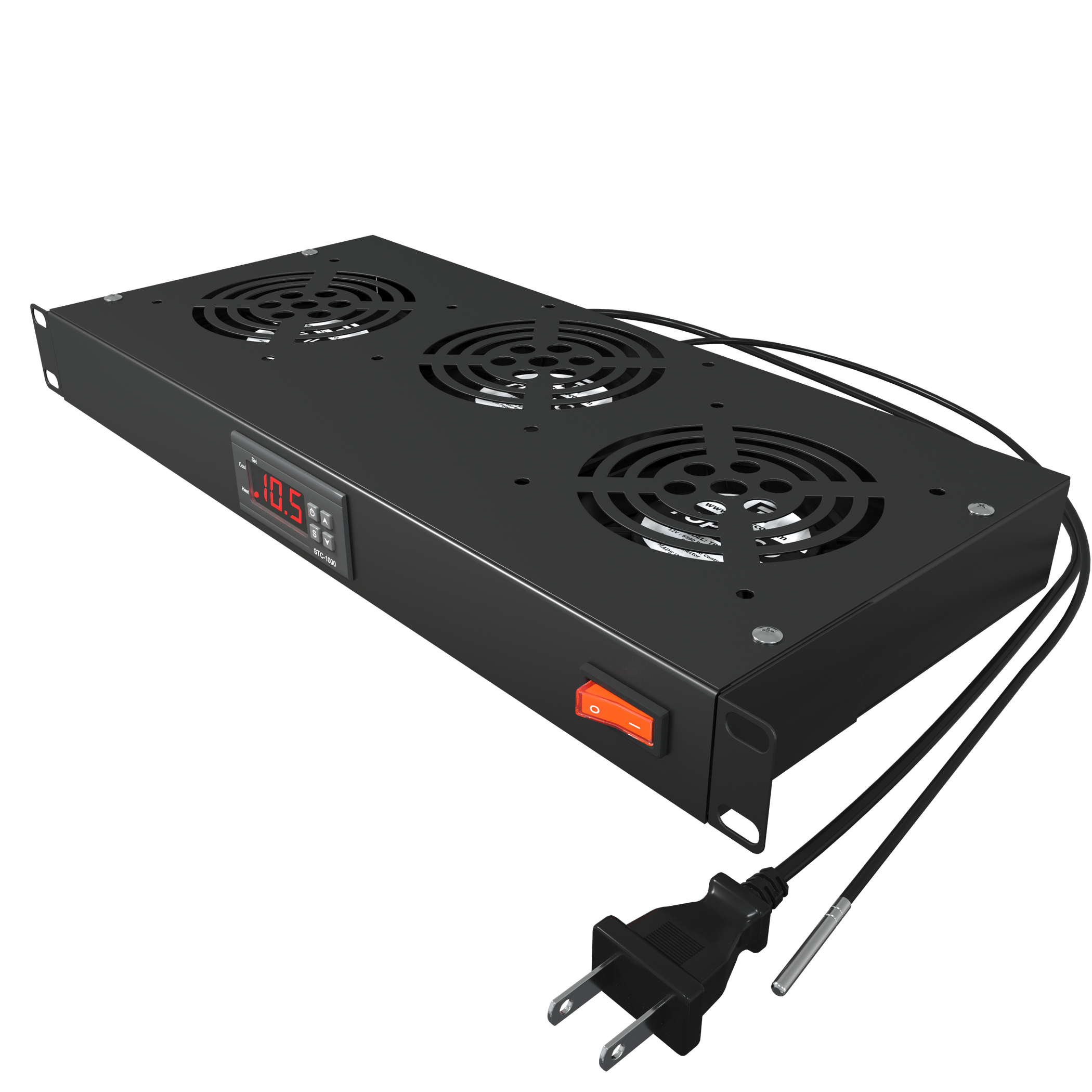 1U 19" Rack Mount 3 Fans Server Cooling System - Heat Monitor Display ...