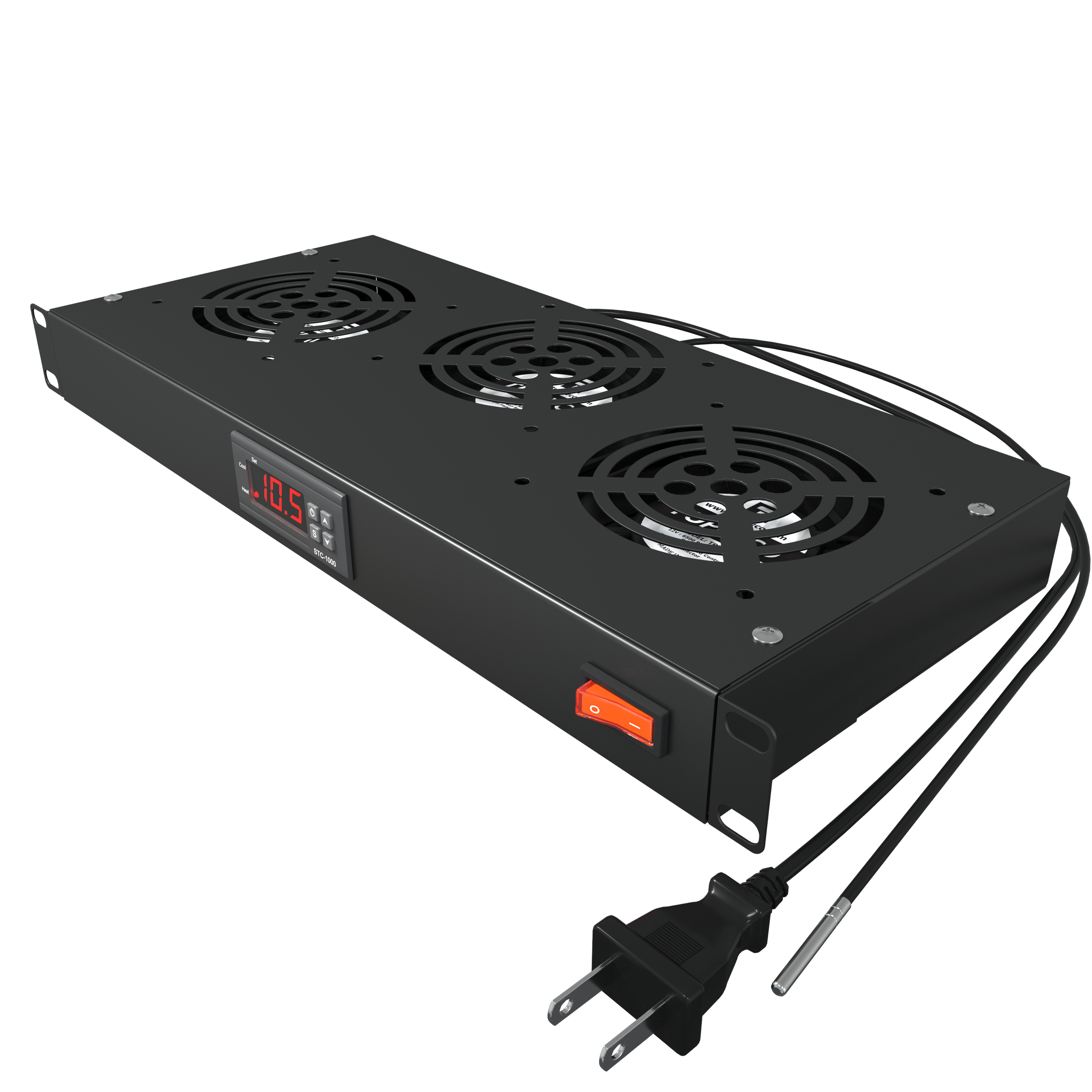 1U 19" Rack Mount 3 Fans Server Cooling System - Heat Monitor Display ...