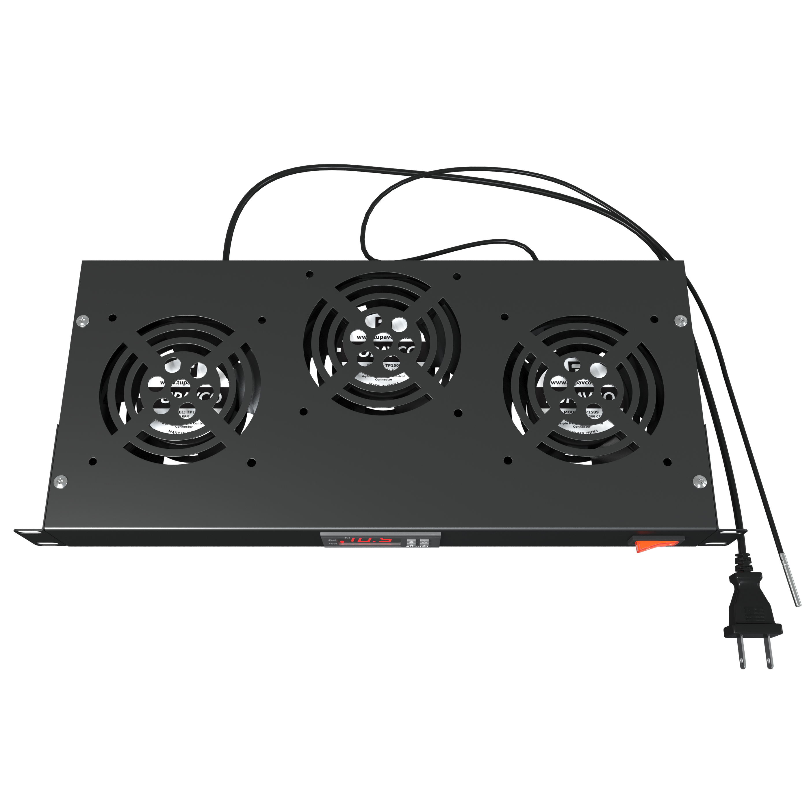 1U 19" Rack Mount 3 Fans Server Cooling System - Heat Monitor Display ...