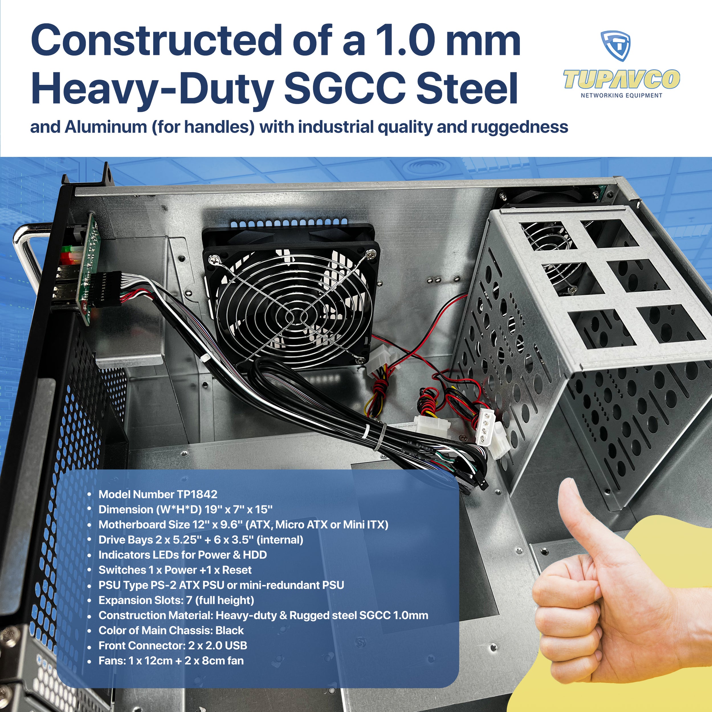 4U Server Chassis - Compact 15" Depth Case - Tupavco TP1842