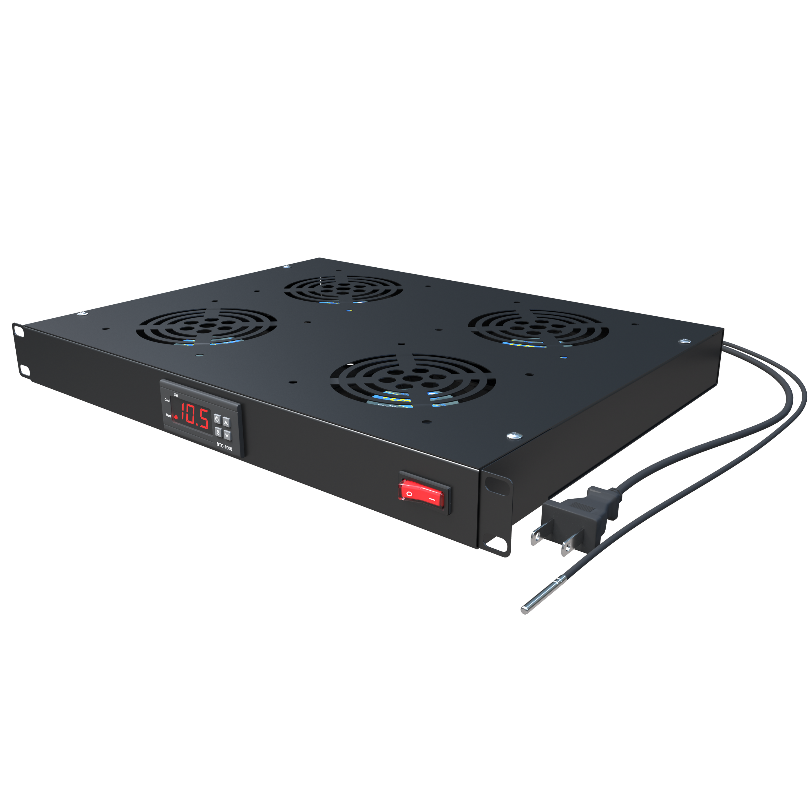 1U 19" Rack Mount 4 Fans Server Cooling System - Heat Monitor Display ...