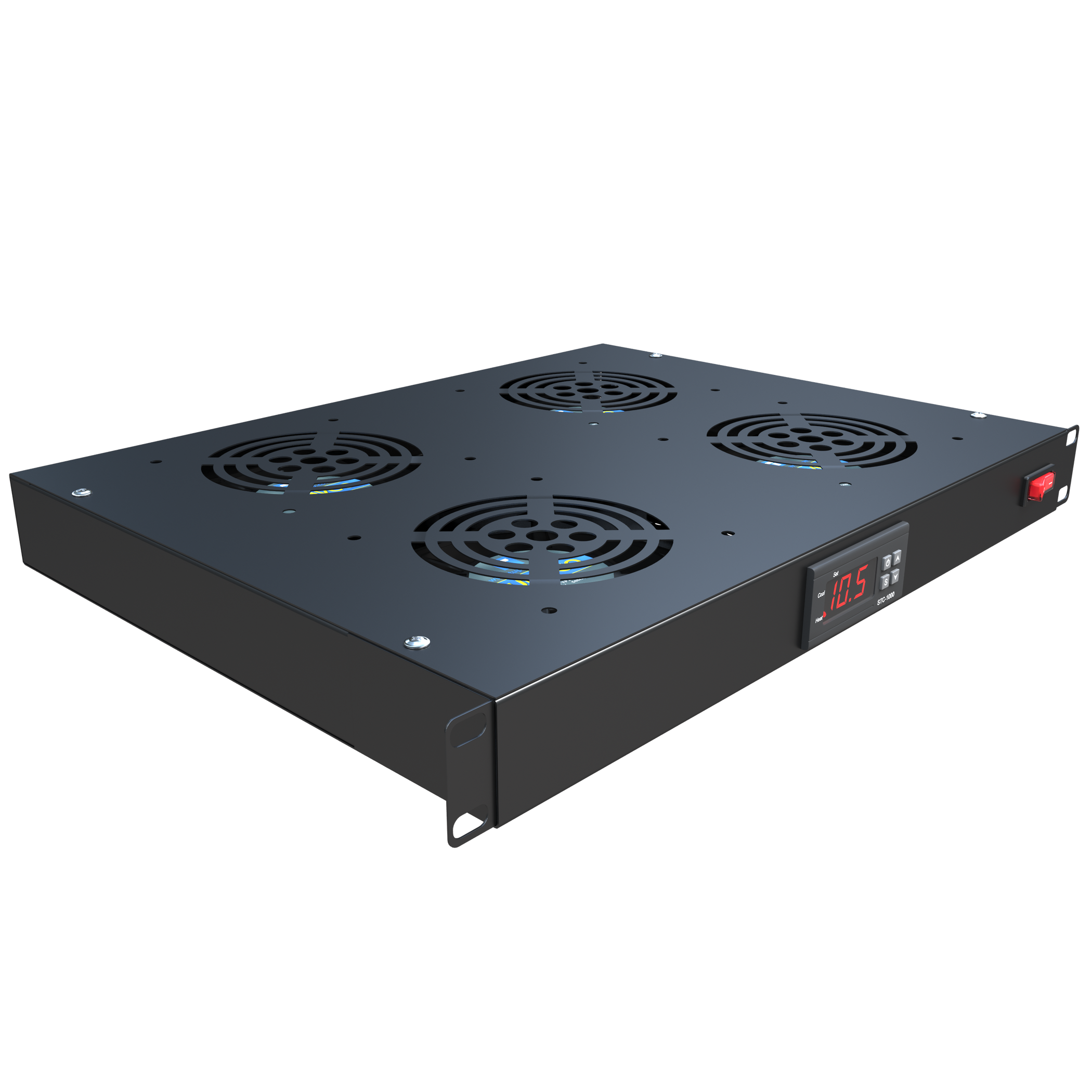 1U 19" Rack Mount 4 Fans Server Cooling System - Heat Monitor Display ...