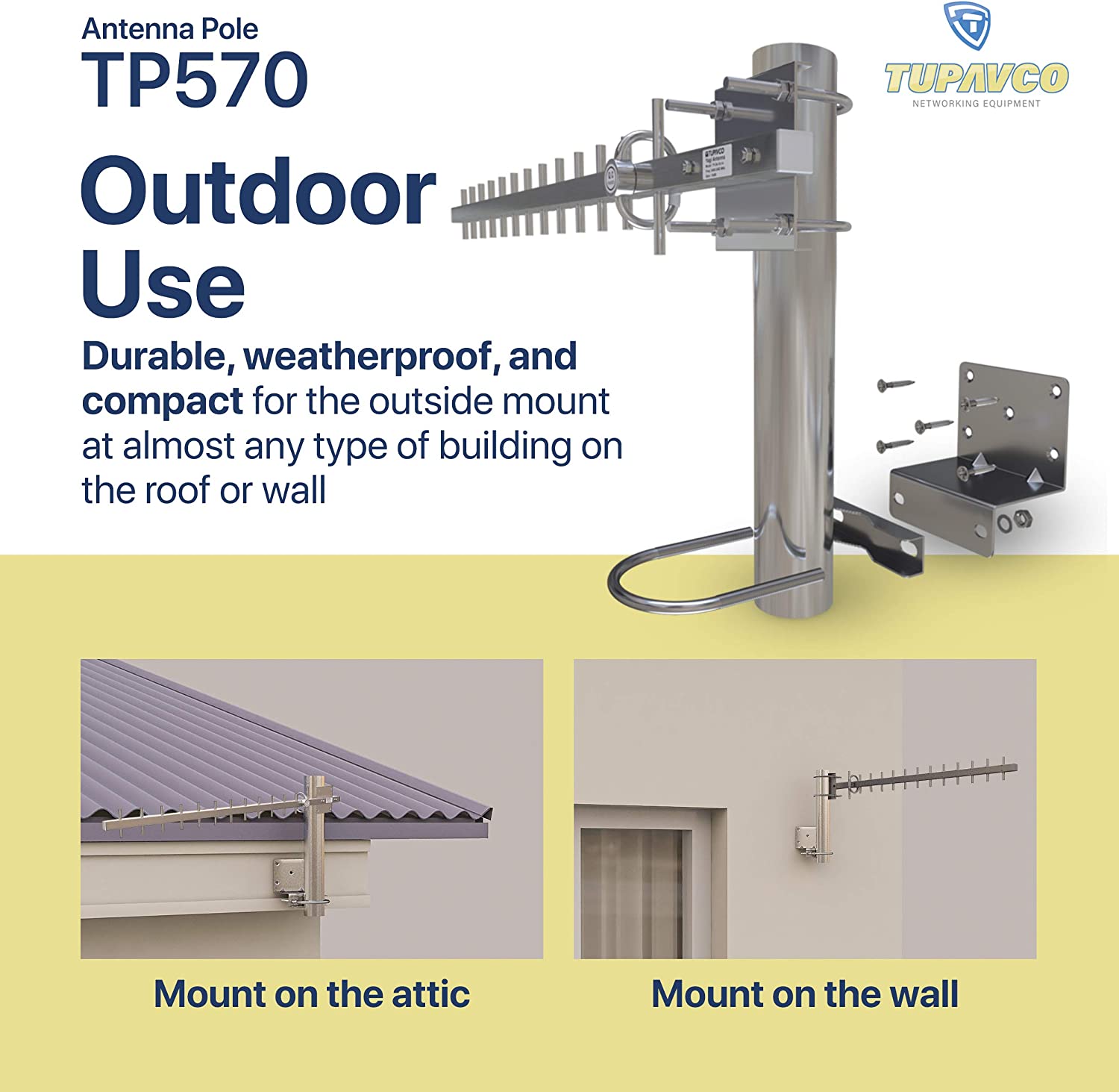 Tupavco TP 570 Antenna Pole Mount for Wifi, TV or LTE/4G Antennas